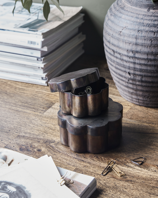 Antique Brown Large Scalloped Shape Storage Box | From Victoria Shop