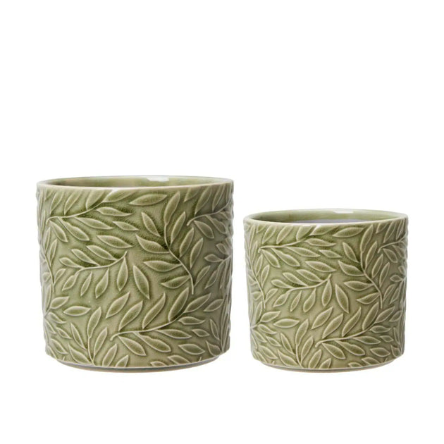 Leaf Design Esmeralda Green Plant Pots - ( 2 Sizes) | From Victoria Shop